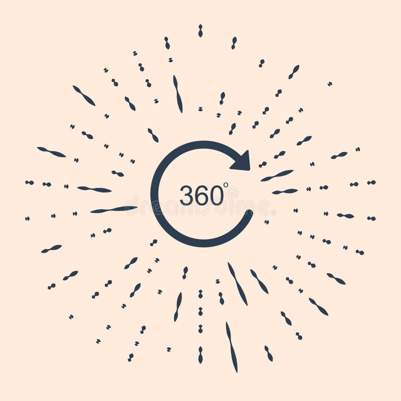 Black Angle 360 Degrees Icon Isolated On Grey Background. Rotation Of ...