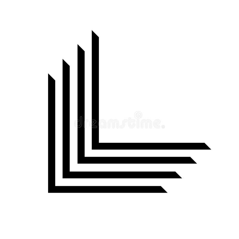 4 Black 90° Angle Icons with Pointed or Beveled Tips, on a White ...