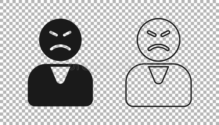 Black Angry Customer Icon Isolated on Transparent Background. Vector ...