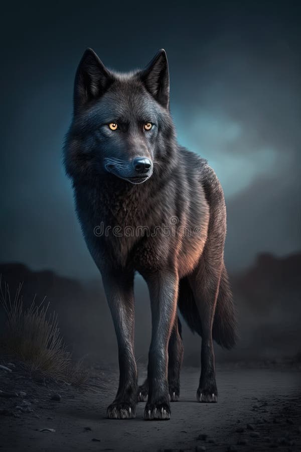 Black Angry Wolf. Generative AI Stock Illustration - Illustration of ...