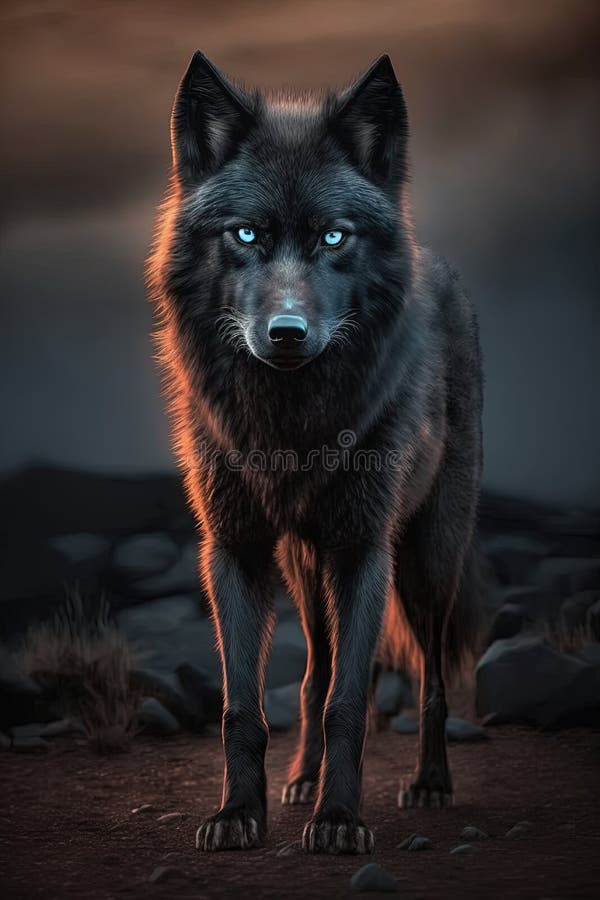 Black Angry Wolf. Generative AI Stock Illustration - Illustration of ...