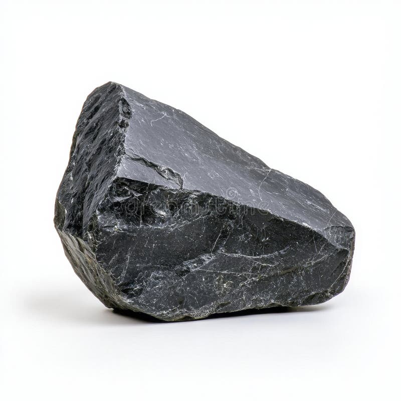 Black Angular Rock Specimen on White Background Stock Illustration ...