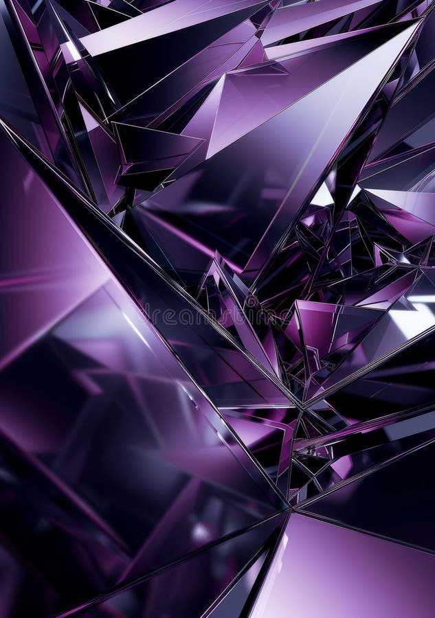 Black Angular Shapes and Lines, Dark Purple Gradient Background and ...
