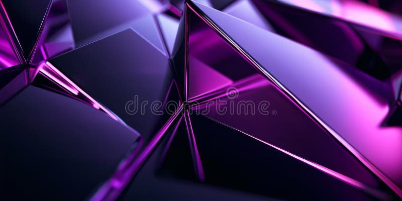 Black Angular Shapes and Lines, Dark Purple Gradient Background and ...