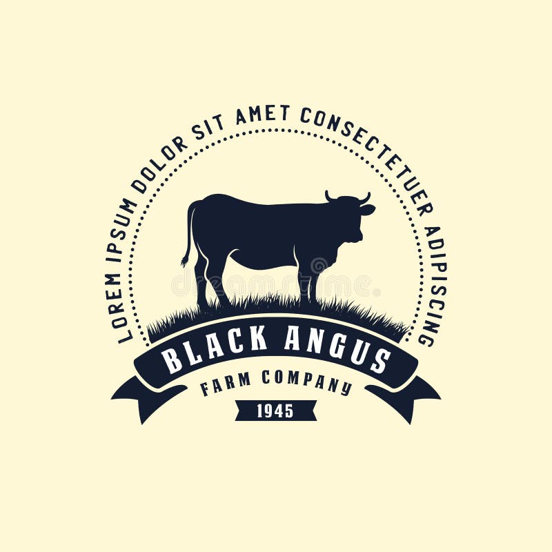 Black Angus Logo Design Template. Cow Farm Logo Design Stock Vector ...