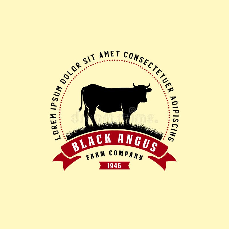Black Angus Logo Design Template. Cow Farm Logo Design Stock Vector ...