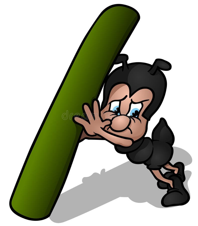 Black Ant Holding a Piece of Grass Stock Vector - Illustration of plant ...