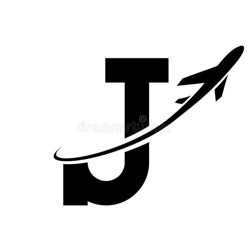 Black Antique Letter J Icon with an Airplane Stock Vector ...