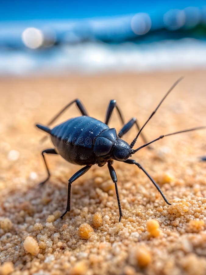 Black Aphid Bug Looks Beach Stock Illustration - Illustration of detail ...