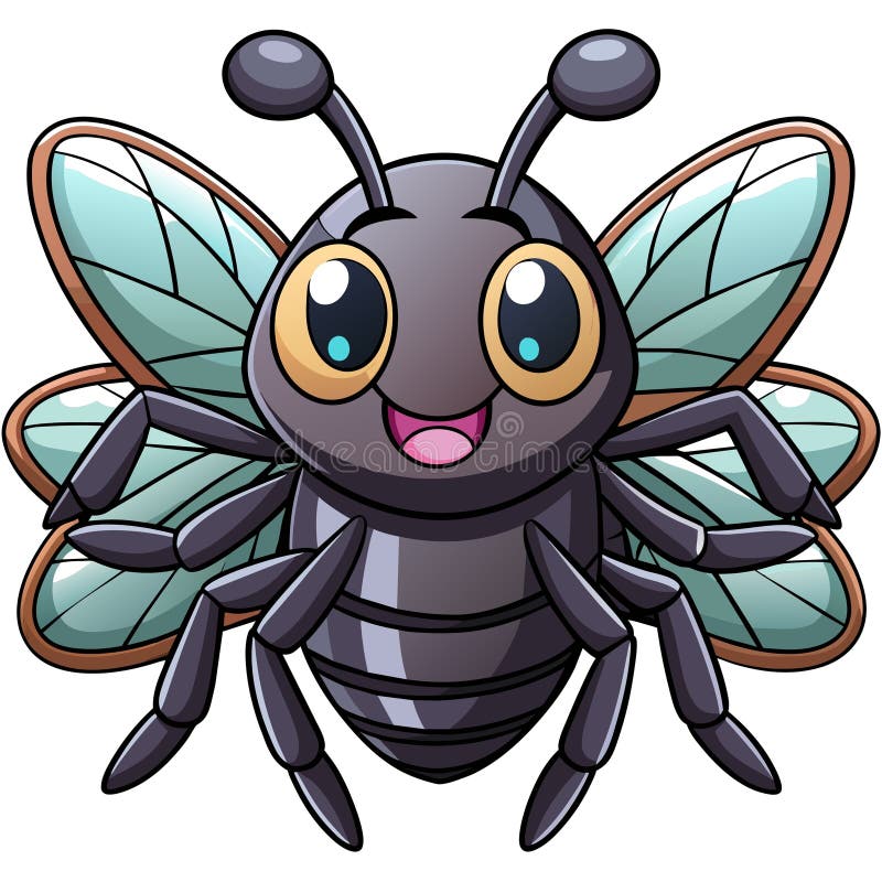 Black Aphid Bug Stands Vector Kawaii Stock Vector - Illustration of ...