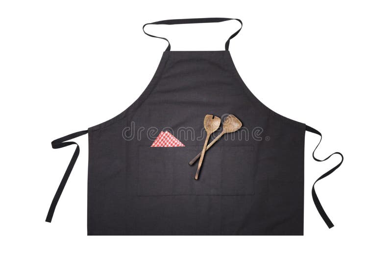 Black and Gray Apron for Kitchen Top View. Isolated on White Background ...