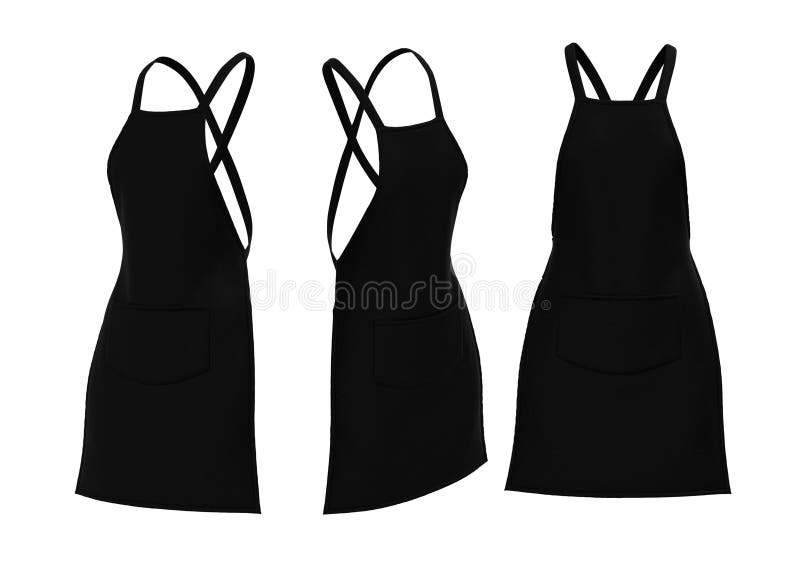 Black Aprons Mockup in Front and Side Views Stock Illustration ...