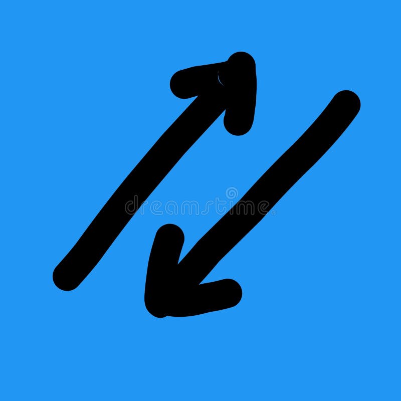 Black Arrow with Blue Isolation Stock Illustration - Illustration of ...