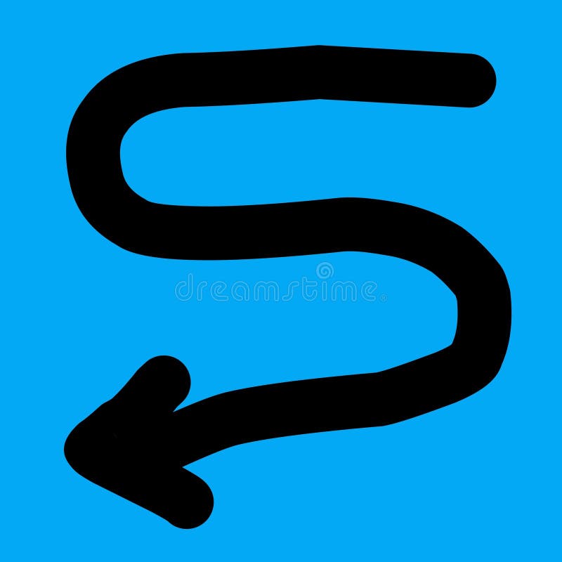 Black Arrow with Blue Isolation Stock Illustration - Illustration of ...