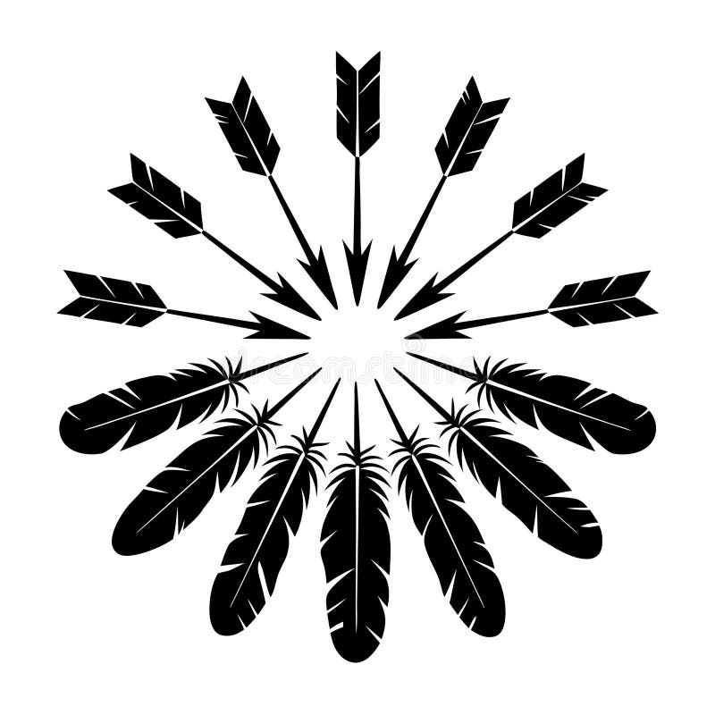 Black Arrow and Feather Circular Pattern Symbolizing Direction and ...