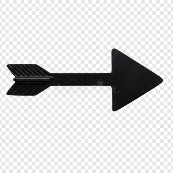 Black Arrow with Feathered Tail Pointing Right on Transparent ...