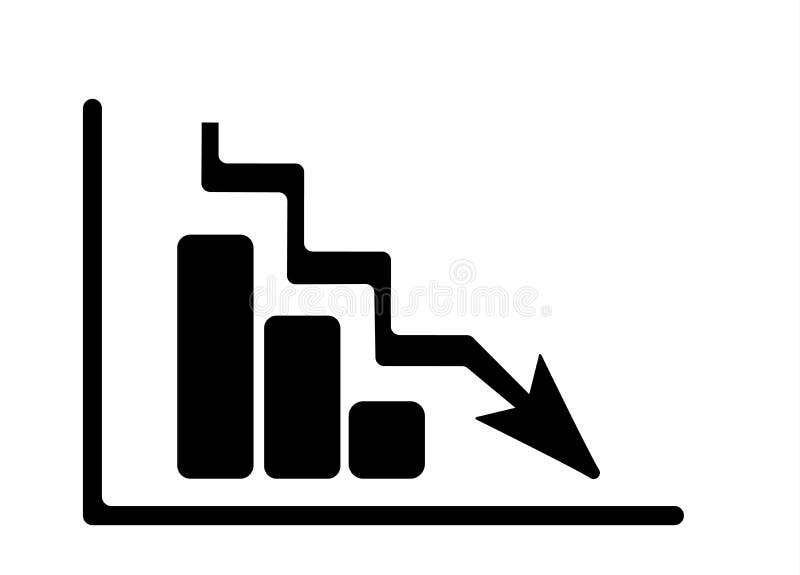 Black Arrow. Graph Falling Point Arrow for Business Artwork for Design ...