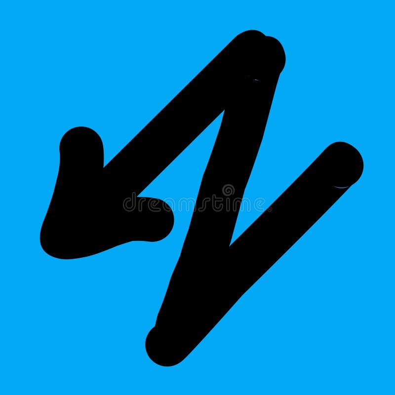 Black Arrow with Blue Isolation Stock Illustration - Illustration of ...