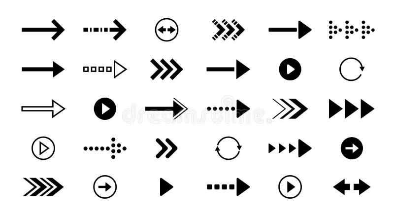 Black Arrow Icons. Interface Back Forward Left Right Up and Down ...