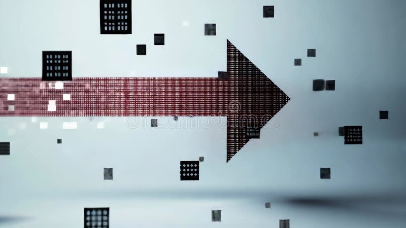 Black Arrow Moving Forward Leaving Pixel Trail Stock Footage - Video of ...