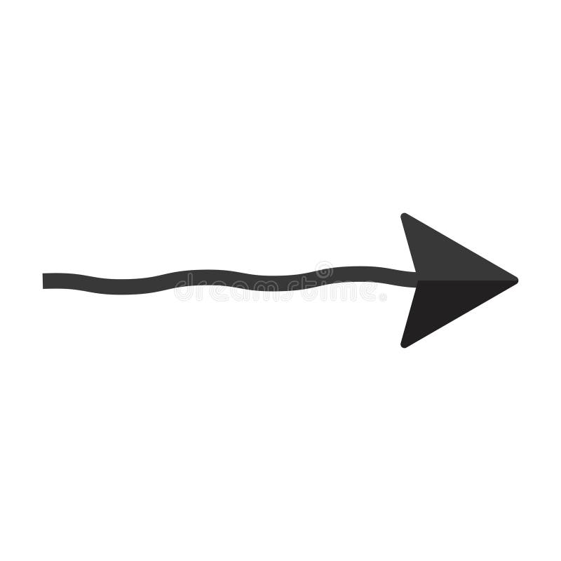Black Arrow Pointer Cursor, Silhouette Wavy Arrow, Vector Element ...