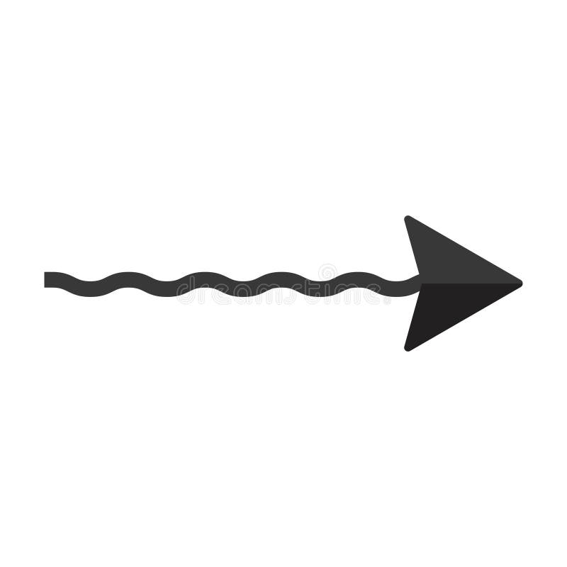 Black Arrow Pointer Cursor, Silhouette Wavy Arrow, Vector Element ...