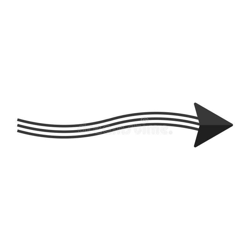 Black Arrow Pointer Cursor, Silhouette Wavy Arrow, Vector Element ...