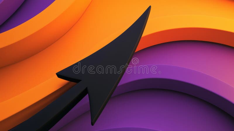 Black Arrow Pointing Up on Orange and Purple Wavy Background ...