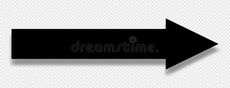 A Black Arrow with a Shadow on a Transparent Background Indicates the ...