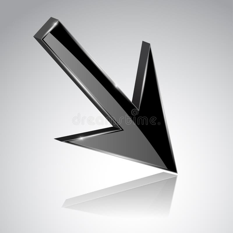 Black Arrow. Shiny 3d Arrow with Reflection Stock Vector - Illustration ...