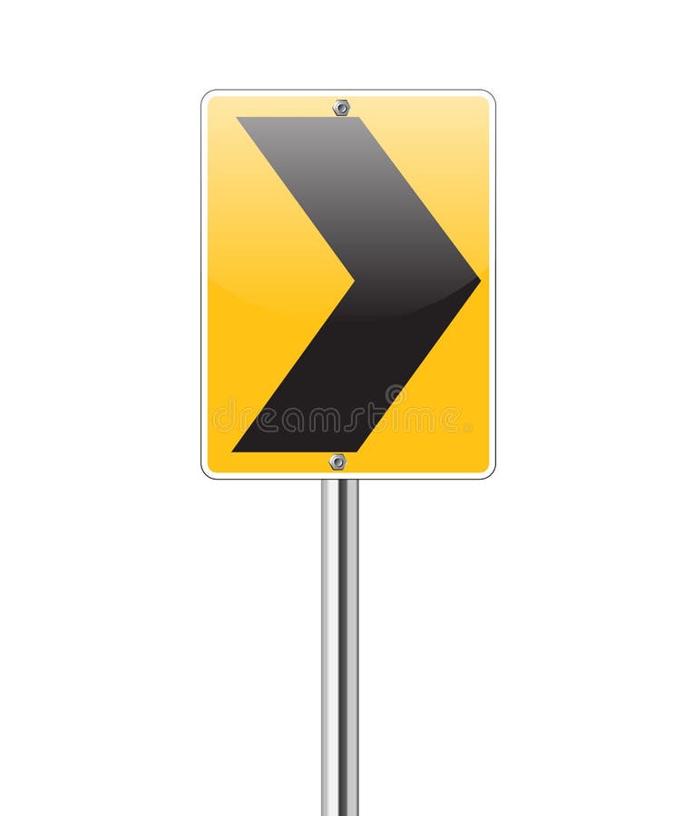 Black Arrow Turn Right Traffic Sign on White Stock Vector ...