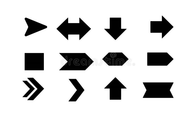 Black Arrow Vector Icon Pack with White Background. Stock Vector ...