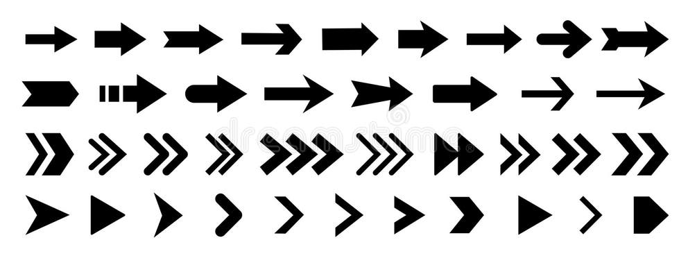 Black Arrows Flat Icons. Set for Web Design. Direction Pointers Vector ...