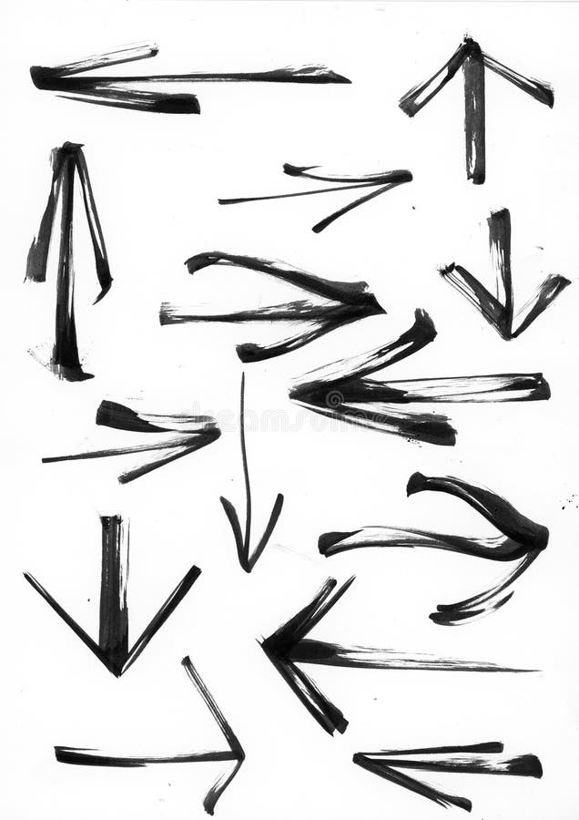 Arrows.Realistic Drawing with a Brush and Black Paint Stock Image ...