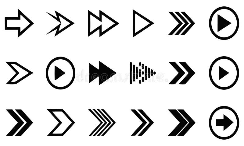 Black Arrows and Play Buttons Forward Next Stock Illustration ...