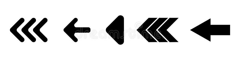 Black Arrows Pointing To the Left Icon Set. Vector Set of Trendy Black ...