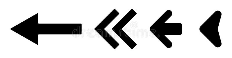 Black Arrows Pointing To the Left Icon Set. Vector Set of Trendy Black ...