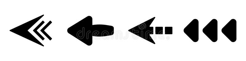 Black Arrows Pointing To the Left Icon Set. Vector Set of Trendy Black ...