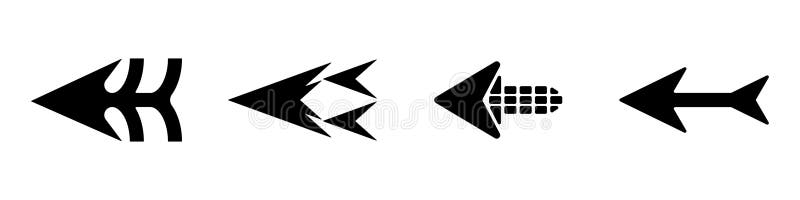 Black Arrows Pointing To the Left Icon Set. Vector Set of Trendy Black ...