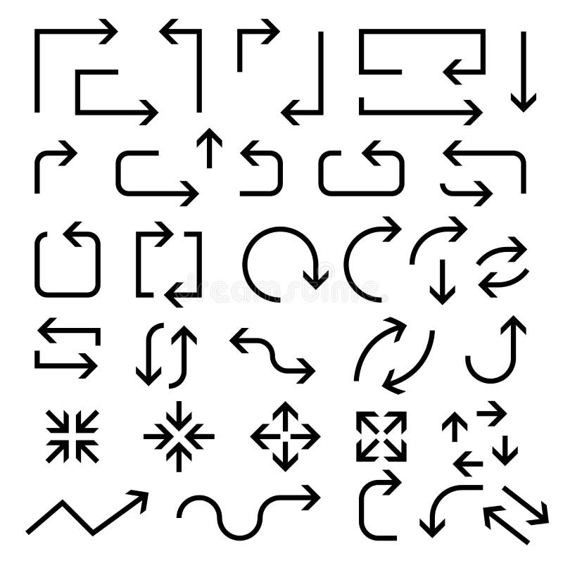 Black Arrows. Set of Symbols Stock Vector - Illustration of icon, black ...