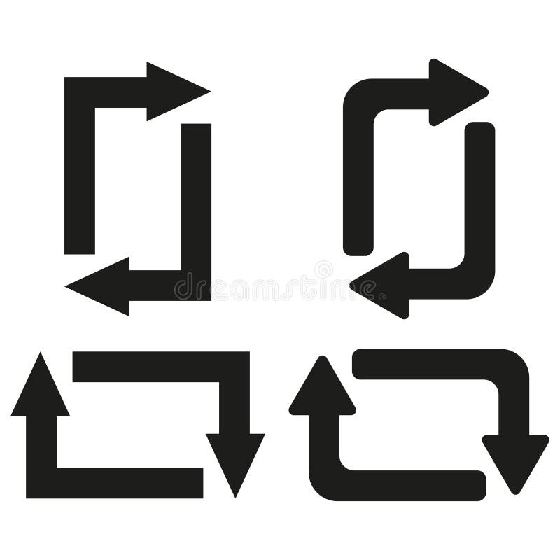 Black Arrows Shapes. Reload Symbol. Arrow Rectangles. Vector ...