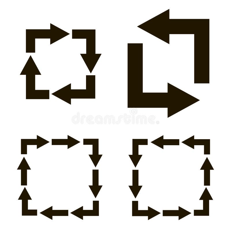 Black Arrows with Turns To Form Squares Stock Vector - Illustration of ...