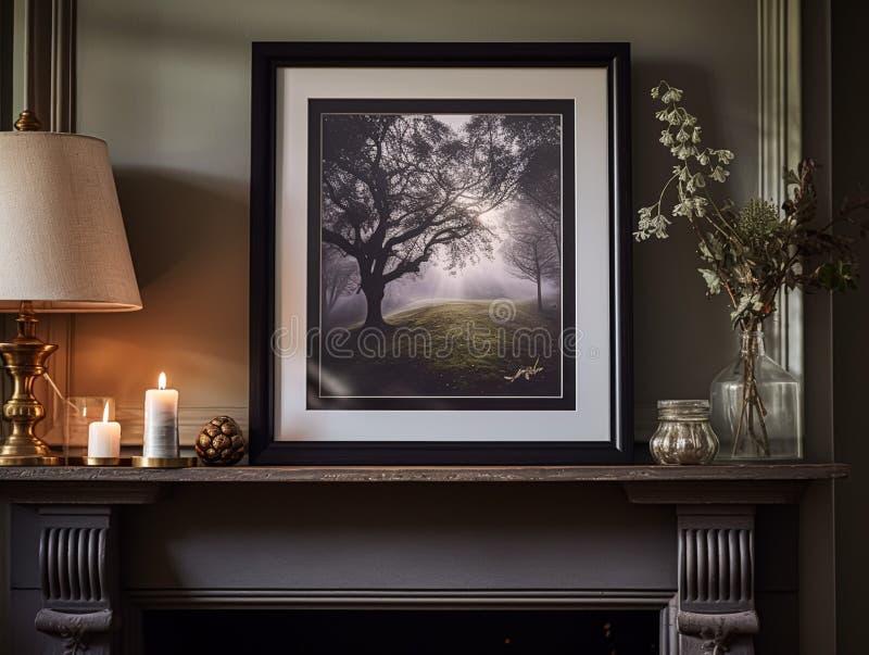 Black Art Frame in the Elegant Interior, Wall and Home Decor Stock ...