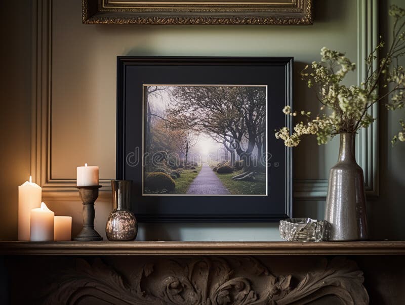 Black Art Frame in the Elegant Interior, Wall and Home Decor Stock ...