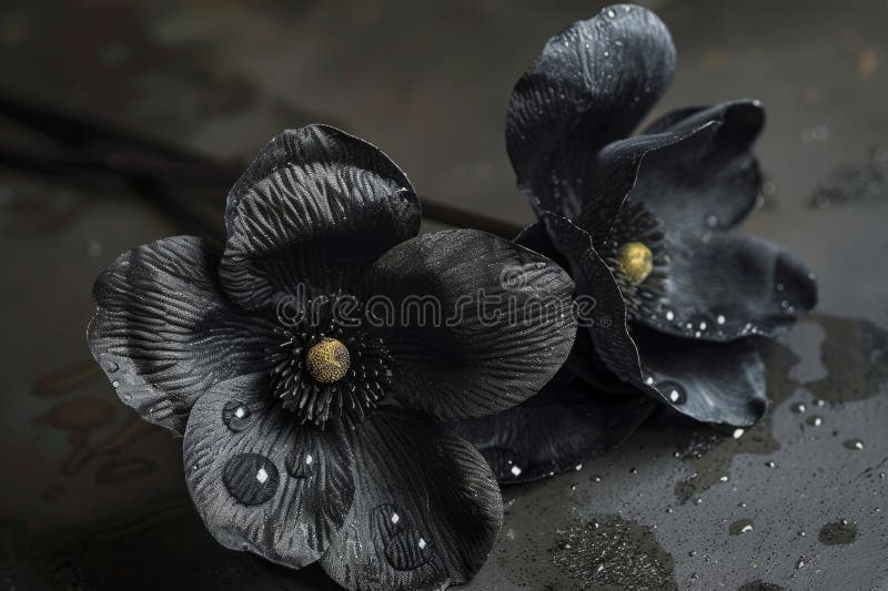 Black Artificial Flowers, Symbol of Grief and Memory Stock Image ...