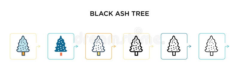 Black Ash Tree Vector Icon in 6 Different Modern Styles. Black, Two ...