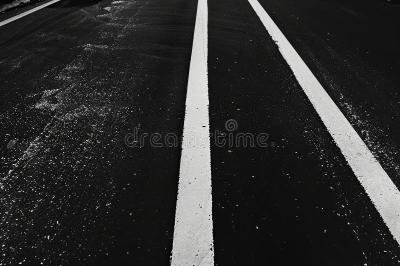 Black Asphalt Road and White Lines. Stock Image - Image of street ...