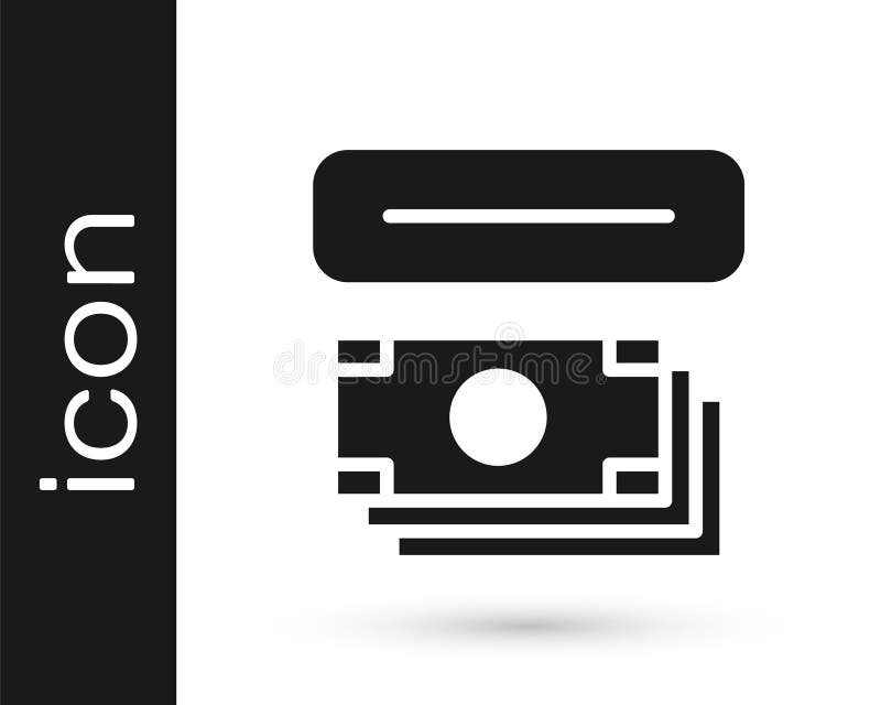 Black ATM - Automated Teller Machine and Money Icon Isolated on White ...