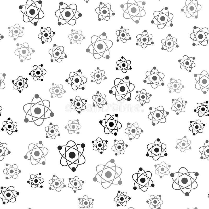 Black Atom Icon Isolated Seamless Pattern on White Background. Symbol ...