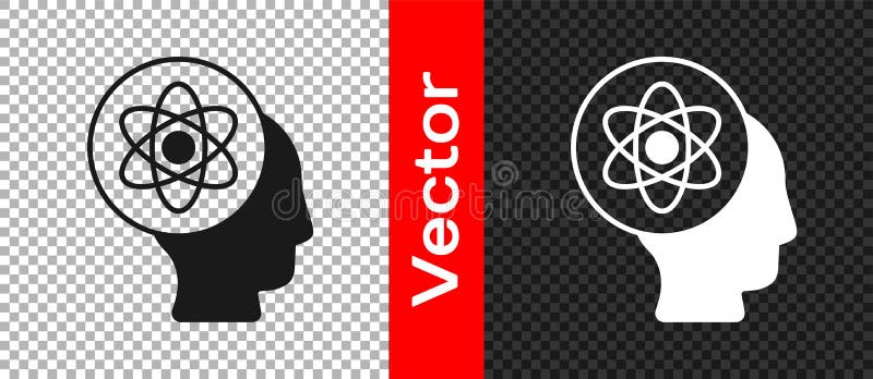 Black Atom Icon Isolated on Transparent Background. Symbol of Science ...